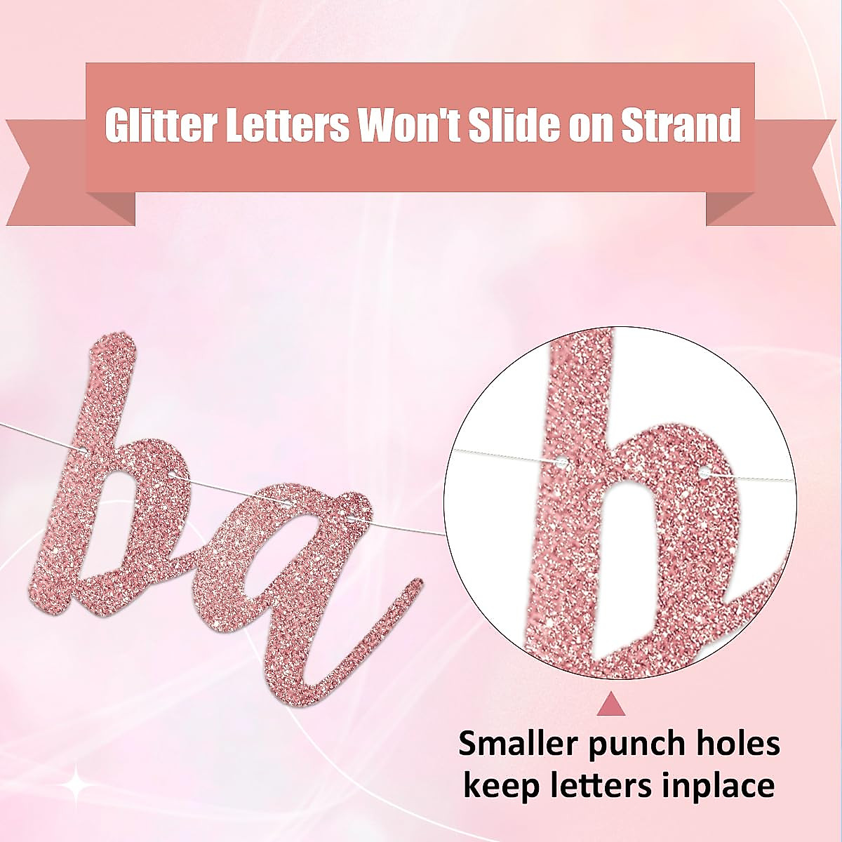 Baby Shower Decorations for Girl, 3M Long Baby Girl Banner, Welcome Banner, Pink Baby Shower Banner for Gender Reveal Party (Pink)