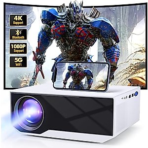 Mini Projector With 5G WiFi and Bluetooth 12000 Lumen, ZDK 1080P FHD Portable Outdoor Moive Projector with 200" Display Home Theater Video Projector Compatible for Iphone Android HDMI TV Stick USB