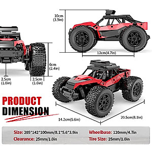 Haijon Remote Control Car, 1:20 RC Cars with Headlight, 25+kmh Radio Off-Road Vehicle, Electronic Monster Truck, Hobby Grade Buggy for Adults and Children (Red)