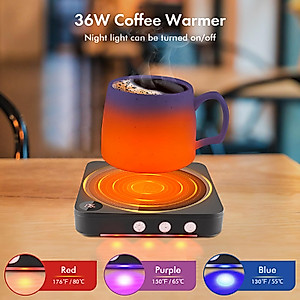 VOBAGA 36W Candle Warmer & Mug Warmer for Coffee with 5.2 inch Heating Plate, Auto Shut Off & 3 Temperature Setting Coffee Cup Warmer for Desk, Upgraded Beverage Warmer for Home & Office (Black)