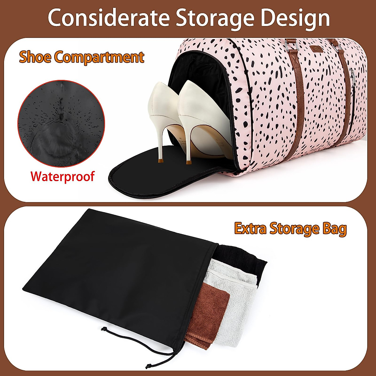 Convertible Garment Duffel Bag for Travel - Carry On Garment Bags With Toiletry Bag Large Weekender Bag for Men Women 2 in 1 Hanging Suitcase Suit Travel Duffel Overnight Bags 4pcs Set