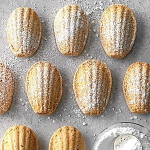 M. Gastro Kitchens 4 Pcs Set of 15 Cavity Mini Muffin Top (x2) and 20 Cavity Madeleine (x2) Baking Pan, Brownies, Keto Cheese Crisps, 2" diameter, 3/8" deep (Red - Muff-Mad)