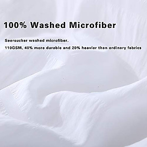 AveLom White Duvet Cover King (104 x 90 inches), 3 Pieces (1 Duvet Cover + 2 Pillow Cases), Seersucker Textured Ultra Soft Washed Microfiber, Textured Duvet Cover with Zipper Closure, Corner Ties