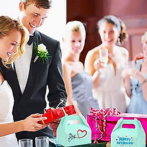 30 Pcs Gable Treat Boxes, Small Goodie Boxes Red Party Favor Boxes Cardboard Kraft Paper Gift Box Dessert Candy Cookie Boxes for Birthday Baby Shower Mothers Day Party Favors, 4.5 x 3.1 x 5.1" (Blue)