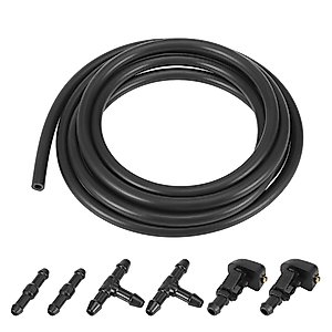 X AUTOHAUX 7pcs Front Windshield Washer Nozzles Kit for Ford F150 2005-2013 2 Meters Windshield Washer Hose with Connectors Replaces 3W7Z17603AA