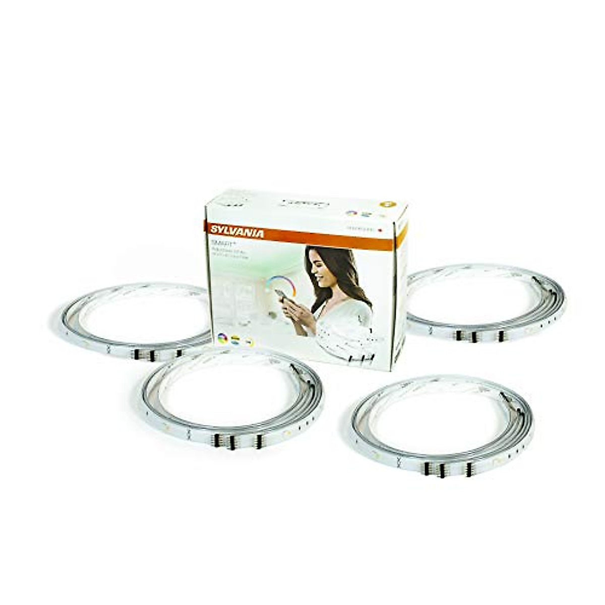 SYLVANIA Smart ZigBee Flex Strip Full Color and Tunable White Starter Kit, Works with SmartThings, Wink, and Amazon Echo Plus, Hub Needed for Alexa / Google Assistant - 4 Pack (70805)