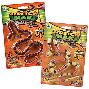 Rhode Island Novelty The Toy Network Fake Snake - Mega Stretch Snake 22" - Stretches Up to 5 Feet - Set of 2