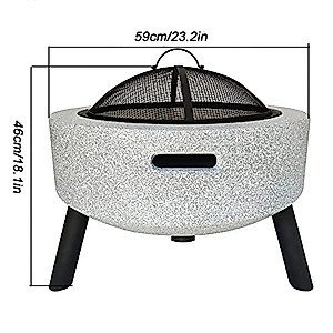 LEAYAN Garden Fire Pit Grill Bowl Grill Barbecue Rack Fire Pit Outdoor fire Pit Table, 23-inch Villa Courtyard Wood Burning fire Pit, Used for Outdoor Cooking and Barbecue