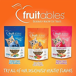 Fruitables Cat Treats | Crunchy Cat Treats | Healthy Low Calorie Cat Treats Packed with Protein | Free of Wheat, Corn and Soy | 2.5 oz (Pack of 3)