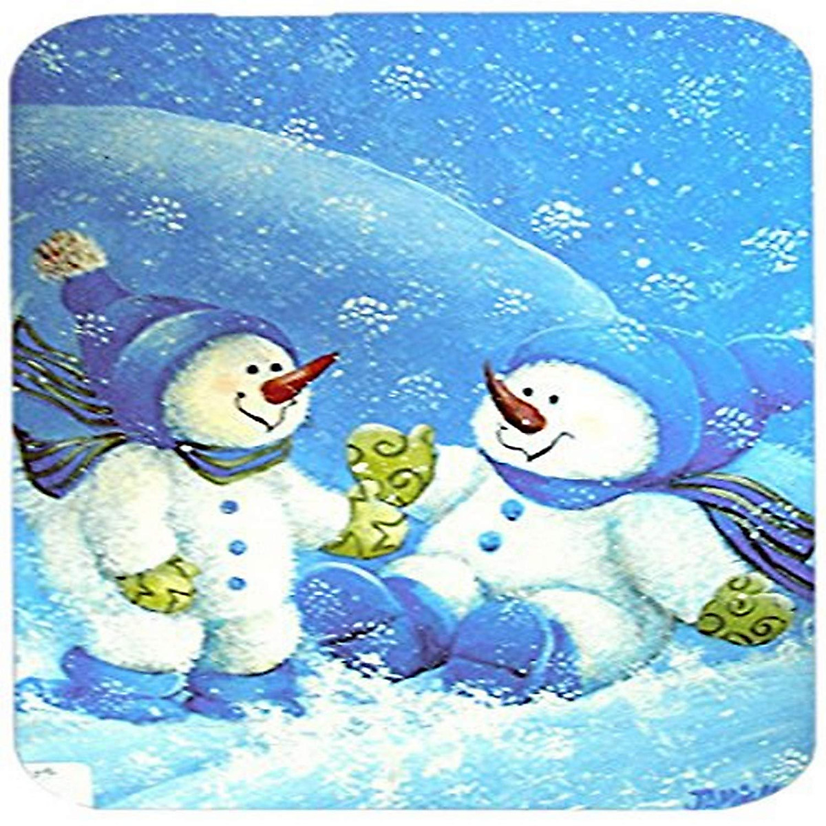 Caroline's Treasures PJC1007LCB Blue Snow Baby Snowman Glass Cutting Board Large Decorative Tempered Glass Kitchen Cutting and Serving Board Large Size Chopping Board