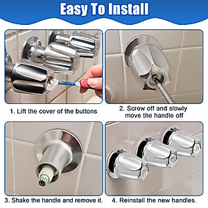 Dreyoo 3 Piece Shower Knob Replacement Compatible with Price/pfister Verve Tub Shower, Bathtub Shower Faucet Handle Remodel Trim Kit Include 1 Hot 1 Cold 1 Diverter and 3 Screws(Polished Chrome)