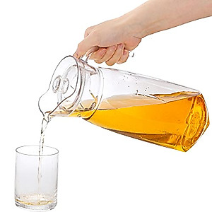 Elsjoy 2 Pack 42 Oz Acrylic Pitcher with Lid and Spout, Clear Water Pitcher Unbreakable Beverage Container for Fridge, Iced Tea, Lemonade, Juice, Milk