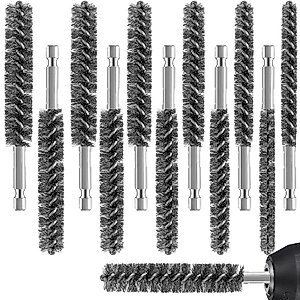 Stainless Steel Bore Brush Stainless Steel Bristles Wire Brush for Power Drill with Hex Shank Handle (0.8 cm,0.9 cm,1 cm,1.1 cm,1.2 cm,1.3 cm,1.4 cm,1.5 cm,1.6 cm,1.7 cm,1.8 cm,1.9 cm, 12 Pcs)