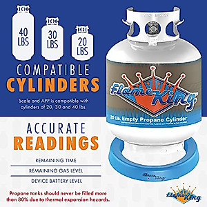 Flame King Smart Wireless Propane Tank Scale - Bluetooth Gas Gauge with App Connectivity for BBQ and Grills Monitors Multiple Propane Cylinders - 20/30/40 lb Tanks