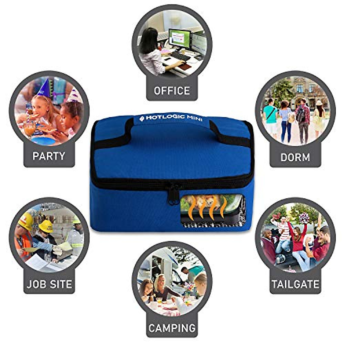 HOTLOGIC Mini Portable Electric Lunch Box Food Heater - Innovative Food Warmer and Heated Lunch Box for Adults Car/Home - Easily Cook, Reheat, and Keep Your Food Warm - Blue (120V)