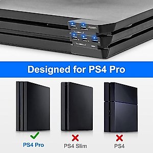 Linkstyle USB Hub for PS4 Pro, 5-Port USB 3.0 Hub Extension Adapter Splitter with LED Indicator for PlayStation 4 Pro, Black