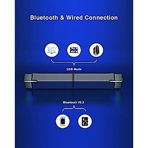 Jeecoo M20 Bluetooth Computer Speakers for PC Desktop Monitor, Gaming PC Sound Bar - Wired USB-Powered, Superb Stereo Sound, with LED Lighting - Combine/Separate to Customize Your Desk
