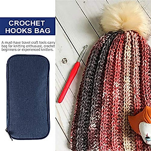 Crochet Portable Pouch Tote Storage Blue Organizer Circular Capacity Knitting Bag and for Oxford Hook Cloth Case Needles Holder Yarn Sewing Empty Hooks Multifunctional Supplies