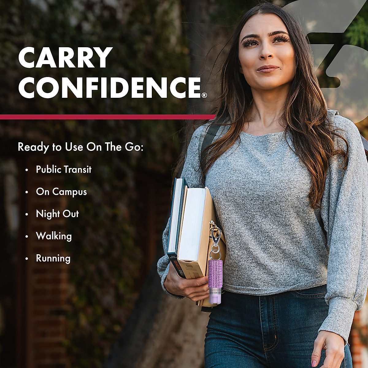 SABRE Jeweled Pepper Spray, Maximum Strength, Fashionable Monochromatic Design, Quick and Easy Access Snap-Clip for Secure Attachment, Protect Against Multiple Threats with up to 10 second spray time