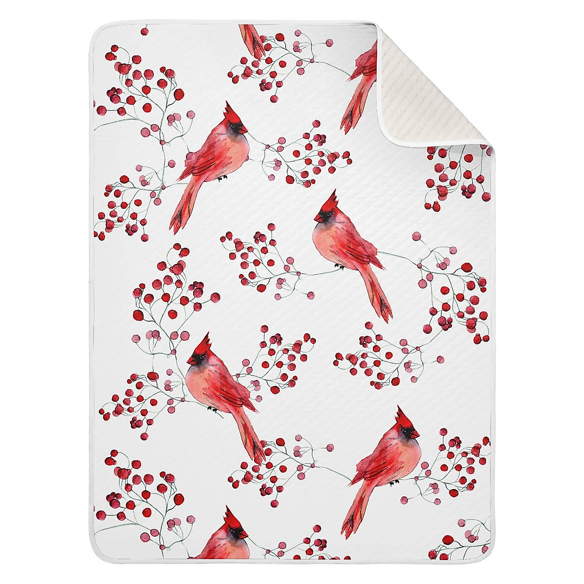 Ollabaky Cute Red Birds Baby Blanket for Boys Girls Cotton Throw Blanket Swaddle Blanket for Crib Stroller Nursery Receiving Blanket Infant Toddler Unisex 30"x40"