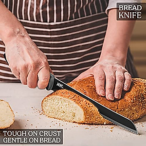 Lux Decor Collection Knife Set - 7 Piece Knives Set For Kitchen | Ultra Sharp Serrated Knife | Black Steak Knives Set | Rust Proof and Scratch Resistant Sharp Knives| Kitchen Knife Set