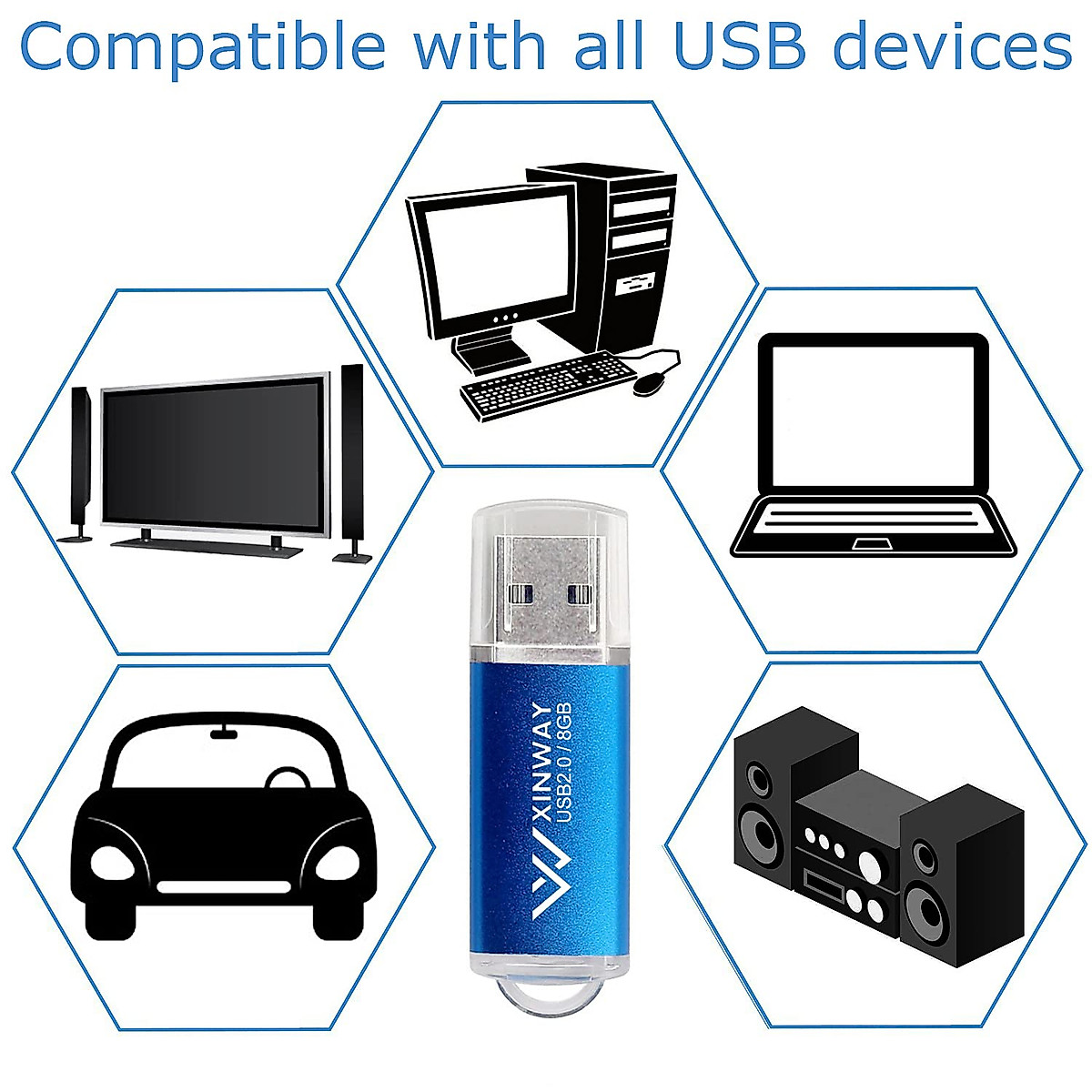 XINWAY 32GB USB 2.0 Flash Drives Thumb Drives Memory Stick Jump Drive Zip Drive, 2 Pack Mixed Colors: Black Blue