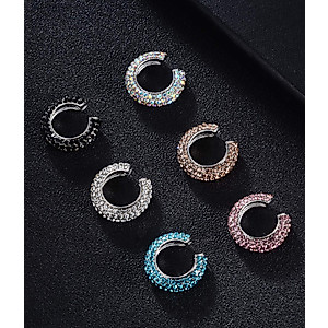 Tornito 6 PCS Non Pierced CZ Huggie Ear Cuffs Earrings for No Piercing Ears Clip Cartilage Earrings for Women