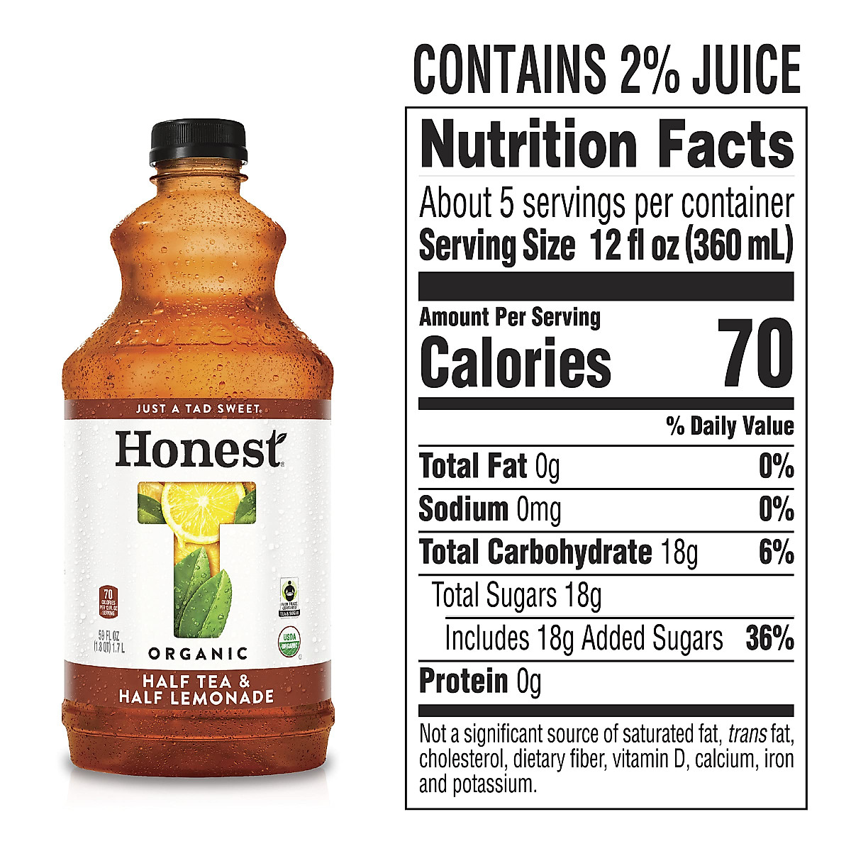 Honest Tea Half Tea and Half Lemonade, 59 Fl Oz (Pack of 8)