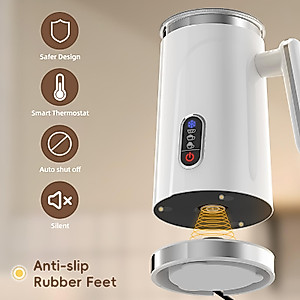 BioloMix Electric Milk Frother 4 in 1 Automatic Hot and Cold Milk Frother Warmer for Milk Latte Foam Maker Hot Chocolates Cappuccino (White)