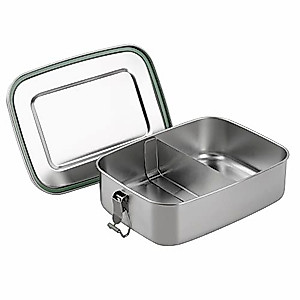 Arora Stainless Steel Bento Lunch Box - 1500ml w/Divider, 2 Compartments, Eco & Recyclable Food Container, Leakproof & Dishwasher Safe, BPA Free, On-the-Go Eating Design for Adults & Teens