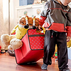 meori Hibiscus Red/Dots Foldable Box Large wipeable Solid Space-Saving Outdoor Lake Beach Weekend Shopping Transport Storage, 1-Pack