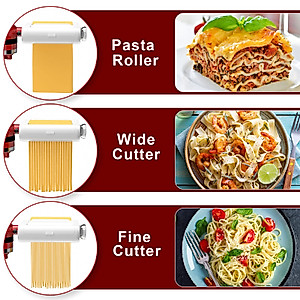Pasta Maker 3-in-1 Attachment for KitchenAid Stand Mixers, Including Fettuccine and Spaghetti Cutter, Pasta Sheet Roller, Pasta Maker Accessories and Cleaning Brush