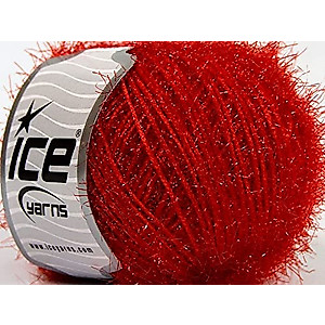 Sparkle Soft Red - Ice Yarns Metallic Lurex Nylon Eyelash Yarn 50gr 153yds