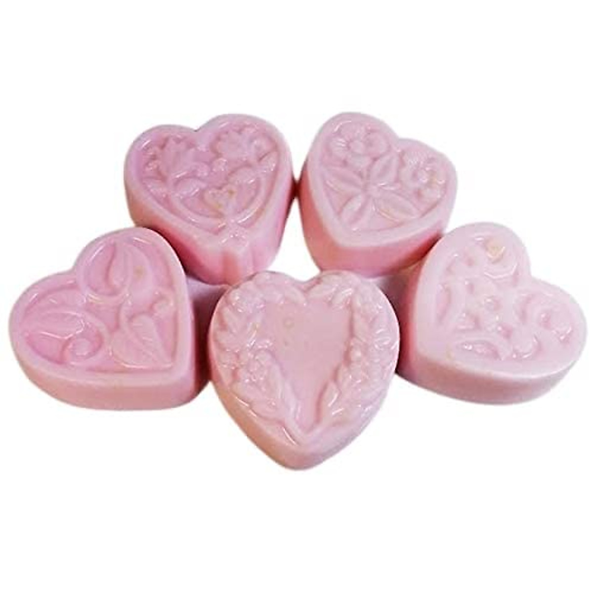 5 pc Guest Sized Set - Scented Goat Milk & Shea Soap Heart Shapes (Carnation)