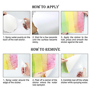 56"x64" Extra Large Rainbow Wall Stickers Precut Vibrant Half Watercolor Rainbow Wall Decals Eco-Friendly Water-Activated gummed Wall Art Sticker for Girls Nursery Kids Bedroom Living Room Wall Decor