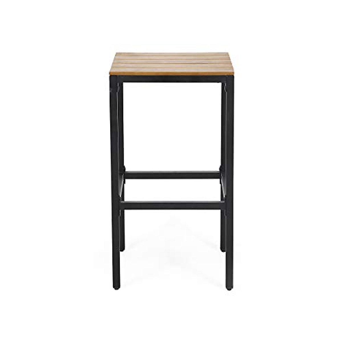 Christopher Knight Home Frieda Outdoor Modern Industrial Acacia Wood Bar Stools (Set of 2), Teak Finish + Black