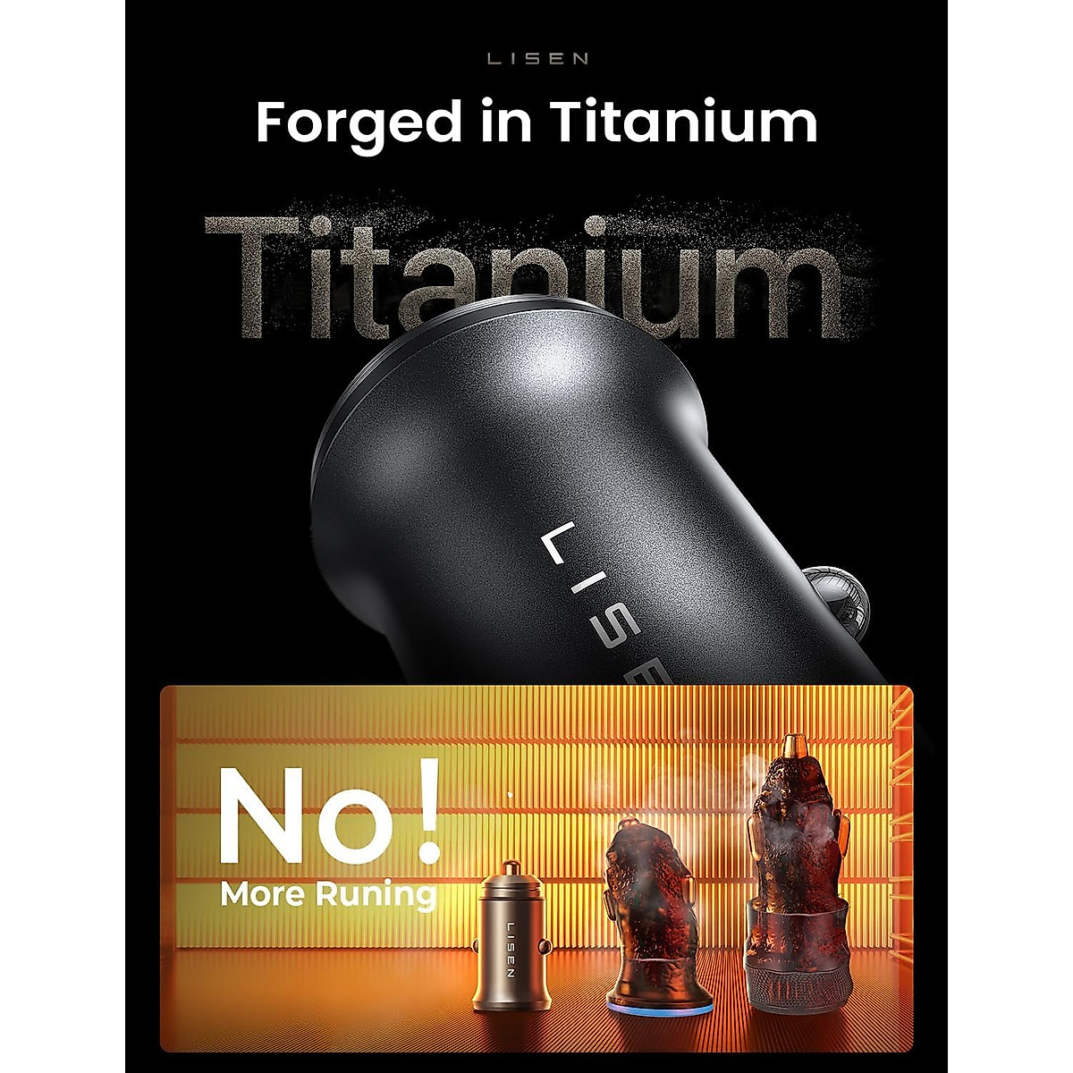 LISEN USB C Car Charger Fast Charging 60W 2-Pack Type C Car Phone Charger Mini&Metal USB C Cigarette Lighter Adapter for Ipad Pro iPhone 15 Pro Max Plus Apple Ipad Pro Samsung Galaxy S24 Google Pixel