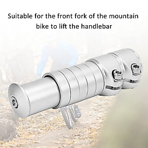 Tissting Bike Fork Stem Extender, Aluminium Alloy Front Fork Head Tube Booster Extender Stem Booster Bicycle Handlebar Riser for Mountain Road Bike(Silver)