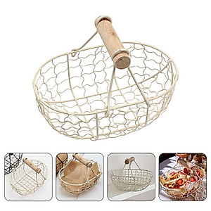 DOITOOL Wire Egg Container Eggs Wire Storage Basket with Handle Iron Art Eggs Tray Wire Fruit Storage Vegetables Container Eggs Holder for Kitchen Home Living Room Metal