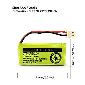 VANBOW BT183342/BT283342 2.4V 800mAh Ni-MH Battery Pack, Compatible with AT&T VTech Cordless Phone Batteries BT166342/BT266342 BT162342/BT262342 CS6709 CS6609 CS6509 CS6409 EL52100 EL50003 (Pack 4)