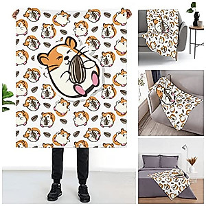 Cute Hamster Fleece Throw Blanket Lightweight Soft Cozy Plush Blanket for Couch Bed Sofa Travelling Camping for Kids Adults Gifts