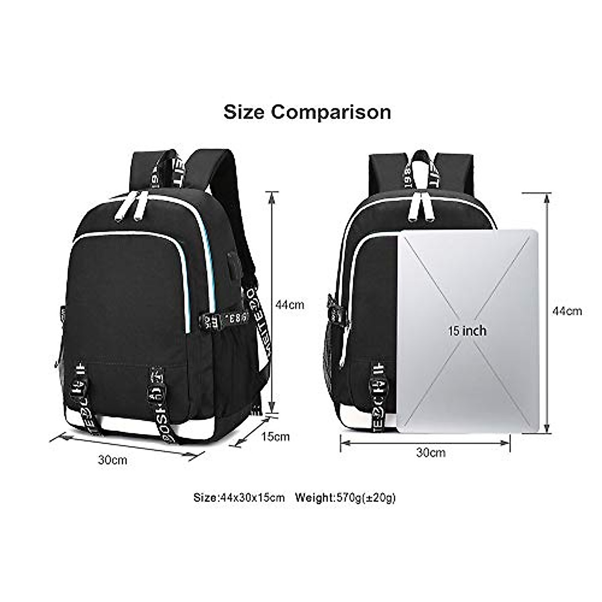 Laptop Backpack,Genshin Impact Cosplay Zhongli2 Laptop Backpack Business Travel Laptop Backpack School Bag with USB Port Student Casual Outdoor Bag(Zhongli2)