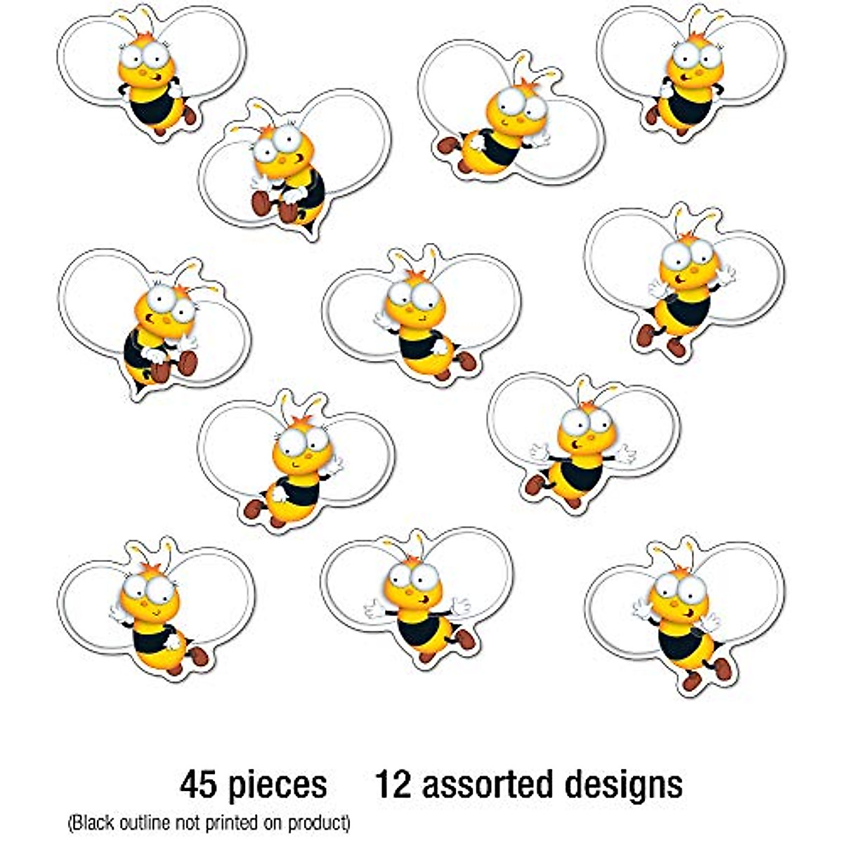 Carson Dellosa 45-Piece Buzz-Worthy Bee Bulletin Board Cutouts, Bumble Bee Cutouts for Bulletin Board, Spring Classroom Décor, Elementary and Seasonal Classroom Décor