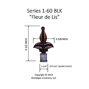 Retrospec Creations 25 Each for 1/2” Plastic Finial Tops for Iron Picket Fence Tops Fleur De Lis – #1-60