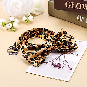 SATINIOR 2 Packs Wedding Men Pre Tied Bow Ties Adjustable Clip Neck Bowtie for Bridegroom Wedding(leopard)