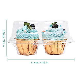 30 Pack Plastic Cupcake Boxes, 2 Compartment Clear Cupcake Containers,Stack-able Disposable Cake Cupcake Carry Boxes for Cupcakes, Muffins