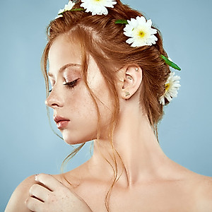 DOLOTTA 8PCS 18G Stainless Steel Cartilage Earrings for Women Men Flat Back Earrings for Women Internally Threaded CZ Earrings with Moon HeartShaped Bee Butterfly Tragus Helix Piercing Jewelry,