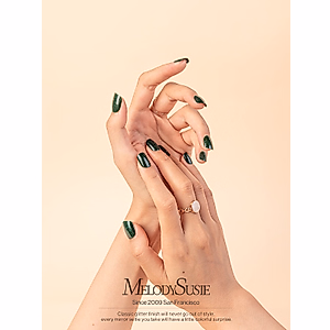 MelodySusie Press on Nails Short Square Acrylic Fake Nails Kits Press on False Supremely Fit & Natural Nails Stick On Nails in 30pcs 12Sizes Disposable Manicure for Women and Girls, Forest Green