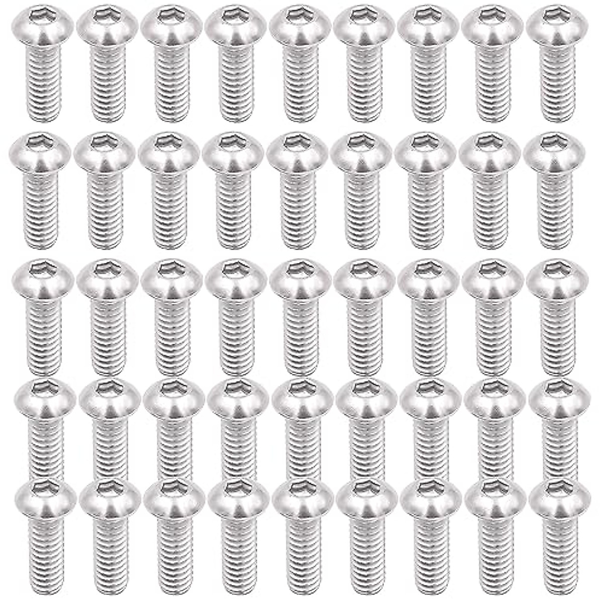 KINJOEK 100 Packes 1/4-20 x 1 Inch Button Head Socket Cap Bolts Screws, Allen Hex Socket Drive, 304 Stainless Steel 18-8, Full Thread, Bright Finish, Heavy Duty Machine Hexagon Screw Drive