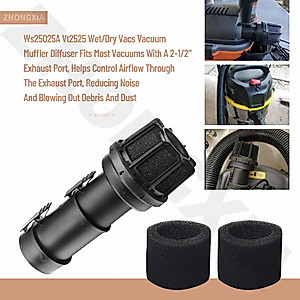WS25025A VT2525 Wet/Dry Vacs Vacuum Muffler Diffuser for Most Vacuums With A 2-1/2" Exhaust Port, for Shop Vac Muffler Diffuser Helps Control Airflow Through The Exhaust Port, Reducing Noise